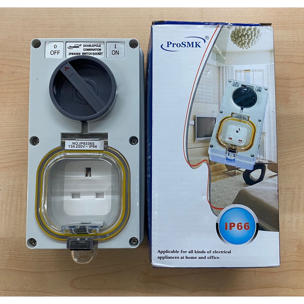 PROSMK OUTDOOR IP66 WEATHERPROOF COMBINATION SWITCHED SOCKET (IP8336S ...
