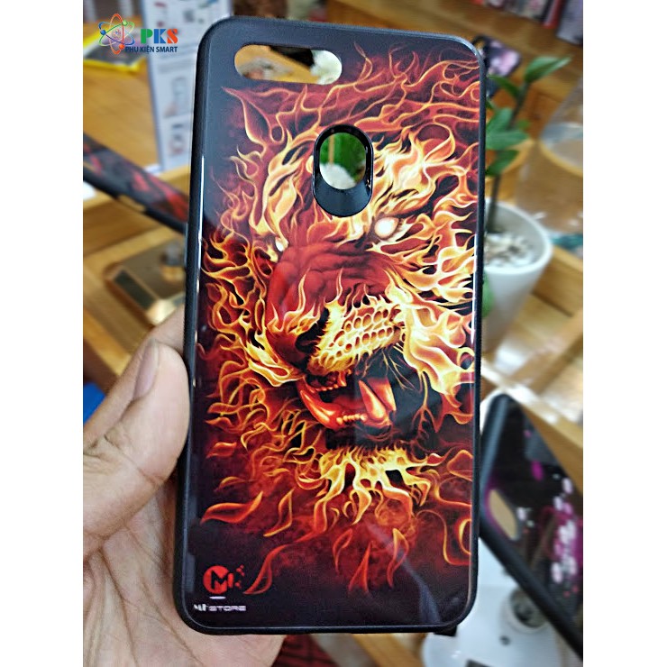 Oppo A7 2018 case with 3D printed Tiger on the back of shiny tempered ...