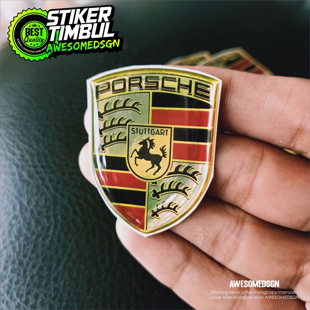 Chrome PORSCHE FLEXIBLE 3D embossed STICKER EMBLEM car sticker | Shopee ...