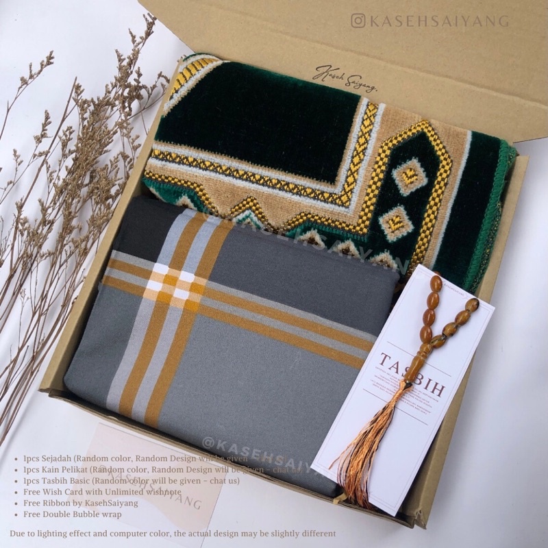🔥Ship 24h🔥Giftbox Kain Pelikat Sejadah Tasbih Telekung Muslim Murah ...
