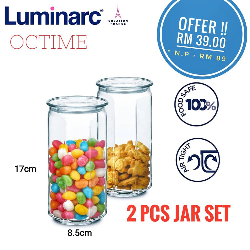 [READY STOCK!] Luminarc Octime 2pc Glass Jar Set | Shopee Malaysia