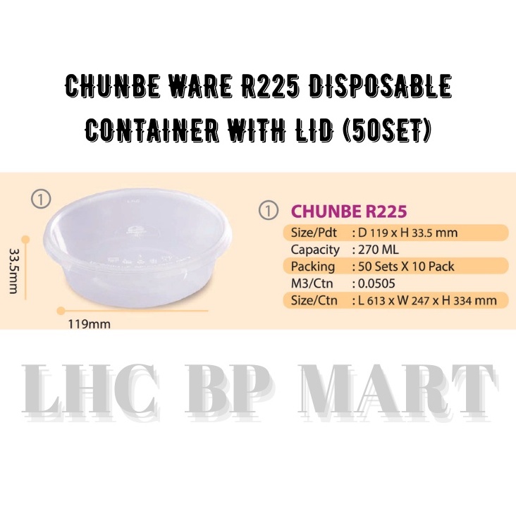 [LHC] CHUNBE WARE R225 DISPOSABLE PLASTIC CONTAINER WITH LID / BEKAS ...