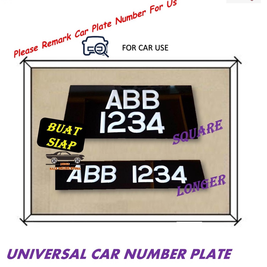 Universal Casing size plat Normal Or Crystal Car Number Plate (Buat ...