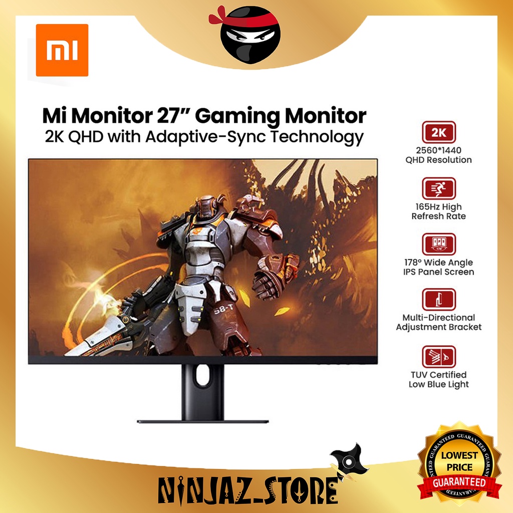 Xiaomi 2K Gaming Monitor 27" QHD 165Hz Desktop E-Sports IPS Screen 178 ...