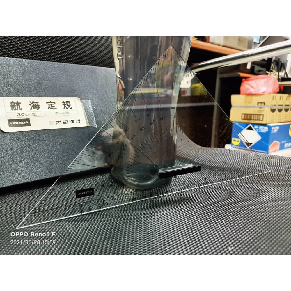 UCHIDA Nautical Protractor Triangle Nautical charts triangle ruler 30cm ...