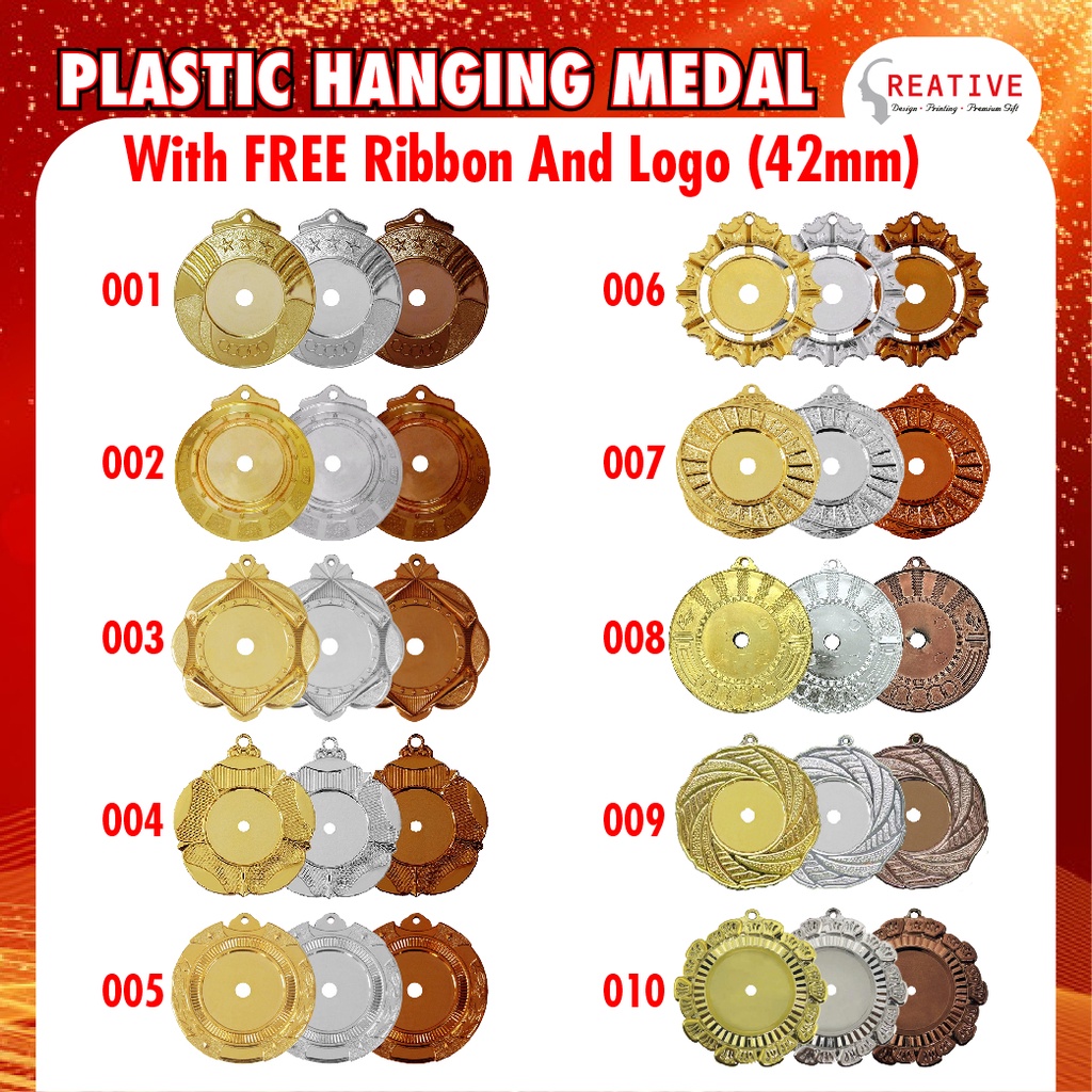 Plastic Hanging Medal (FREE!!! Ribbon and Logo) | Shopee Malaysia