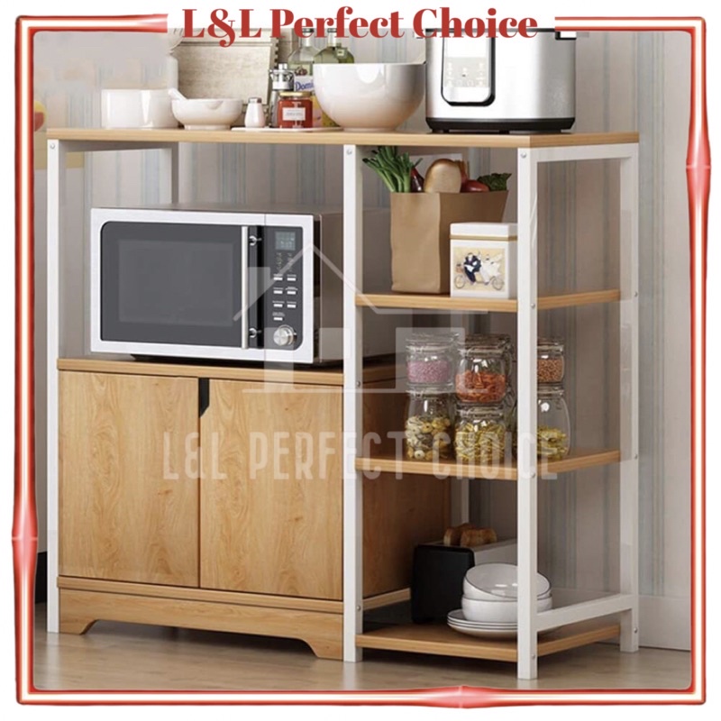 Multi-Shelves Kitchen Rack with Doors Microwave Rack Oven Rack (KR02A ...