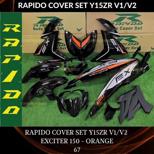 RAPIDO COVER SET Y15ZR V1/V2 EXCITER RC-150 (38) ORANGE (STICKER TANAM/AIRBRUSH) COVERSET ...