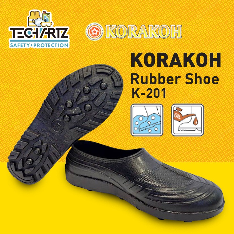Korakoh K-201# Black Rain boots Rain Shoe Rubber Shoe Waterproof Anti ...