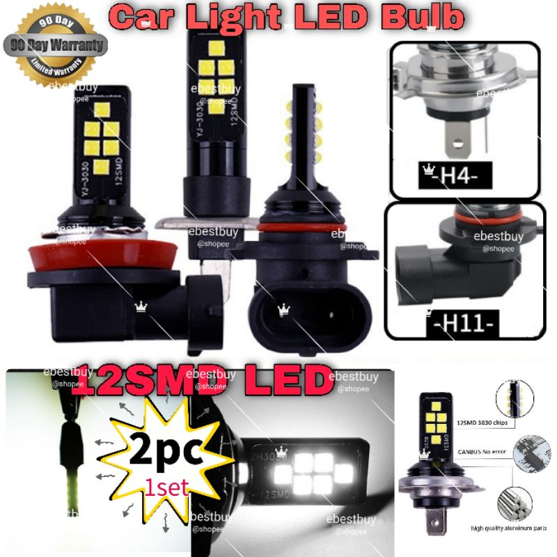 2pcs Super Bright Car LED Head lamp Fog Light Bulb 3030 h3 h7 SMD H4 H8 ...