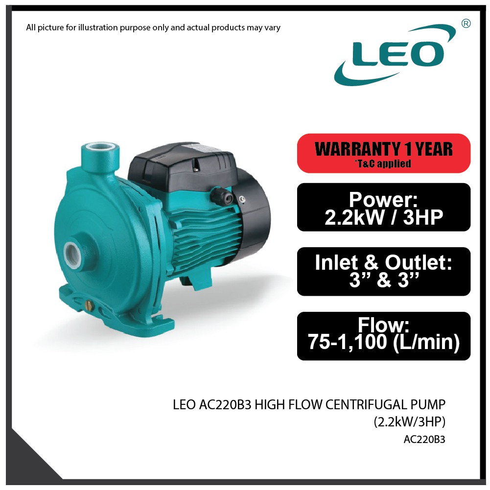 LEO AC220B3 HIGH FLOW CENTRIFUGAL PUMP (2.2kW/3HP) | Shopee Malaysia