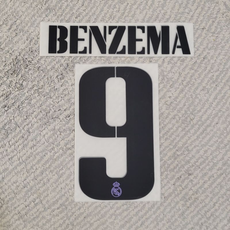Real Madrid Home Away 2022/23 Black Nameset BENZEMA 9 / VINI JR 20 ...