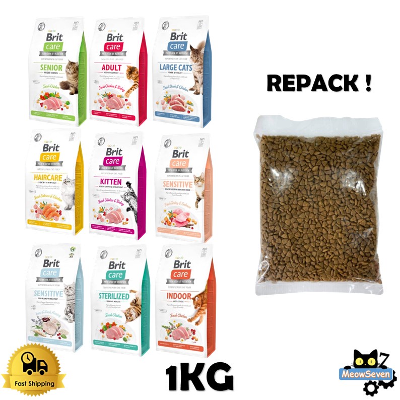 [REPACK] Brit Care Cat Dry Food 1kg / 1000g ( Kitten, Indoor, Large ...