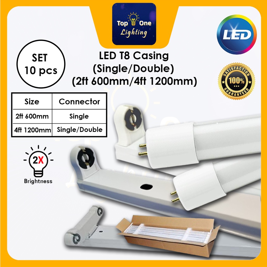 [SET10pcs] 2ft 4ft 10W 20W 30W 60W LED T8 Casing LED Fitting T8 LED Tube Single/Double 2 feet 4 ...