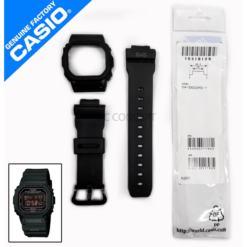 ORIGINAL BAND BEZEL REPLACEMENT PARTS G-SHOCK WATCH DW-5600MS-1 ...