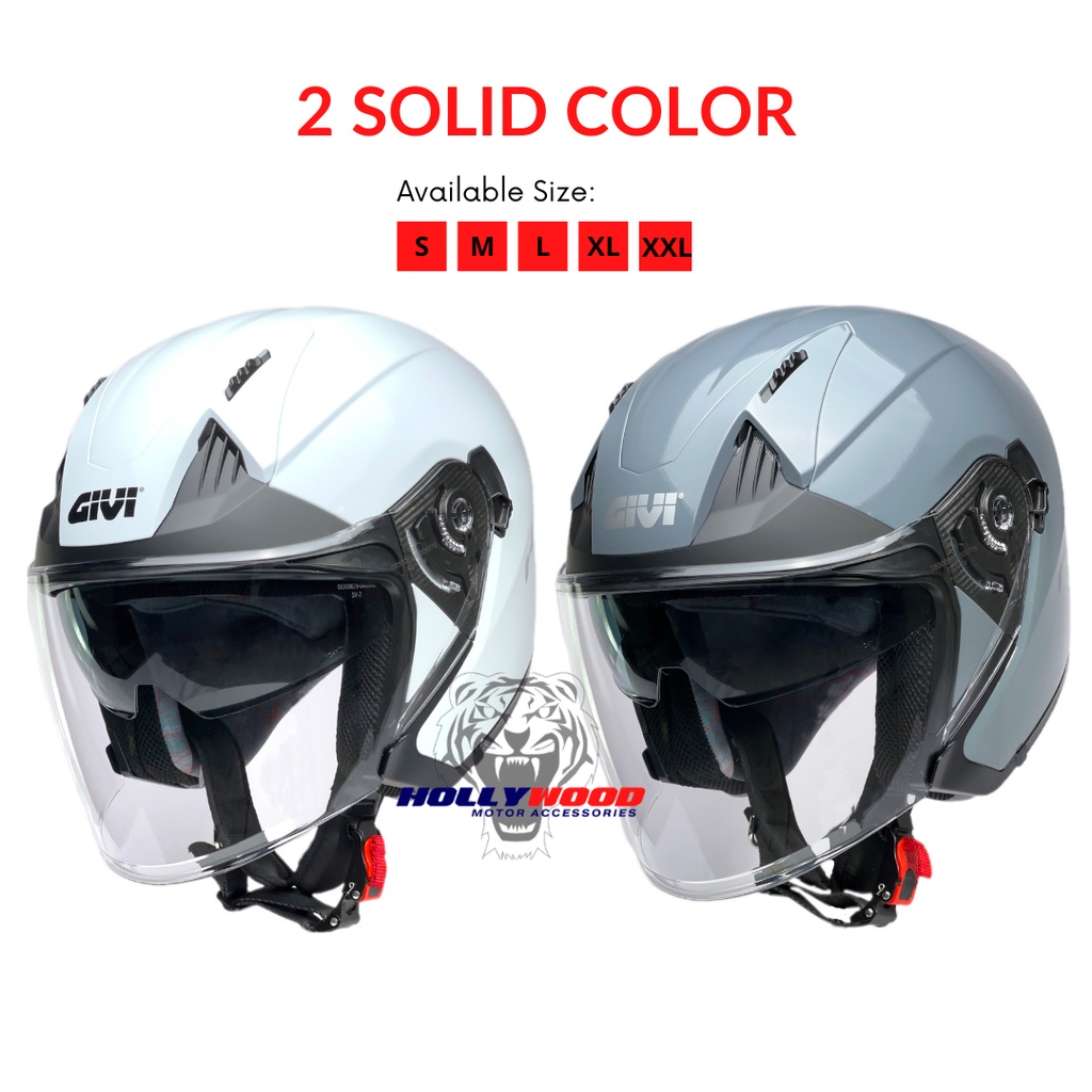 HELMET GIVI SCUDO M35.0 OPEN FACE HELMET SOLID WHITE SOLID GREY GRAPHIC DESIGN READY STOCK ...