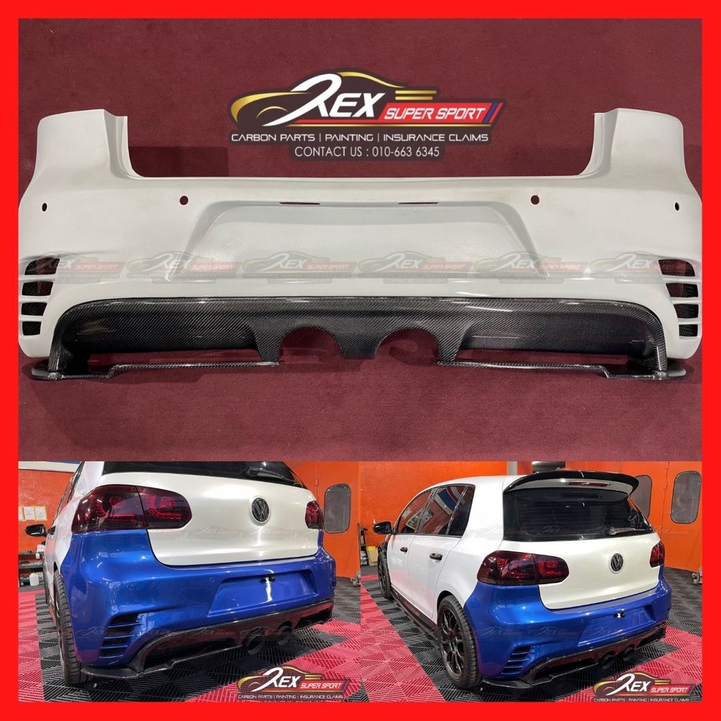 VW Volkswagen Golf MK6 R Revozport Rear Bumper Diffuser Carbon Fiber ...
