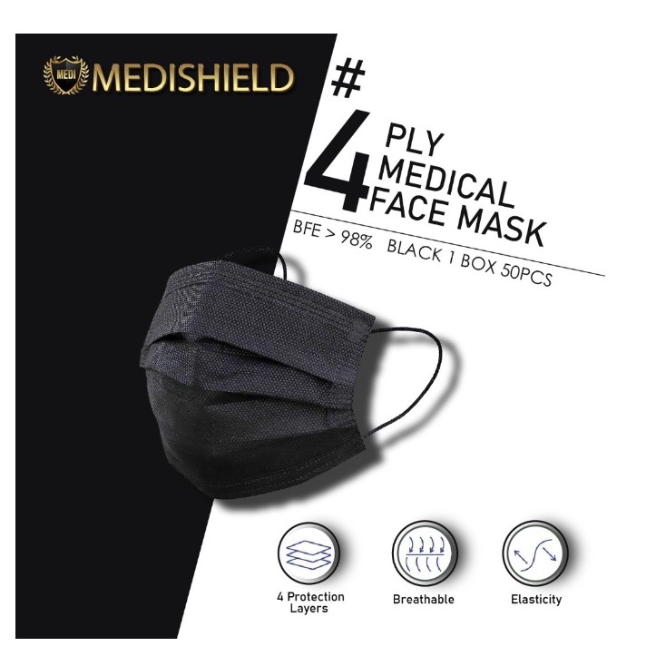 Medical Face Mask 4ply 50pcs MEDISHIELD/RESPACK 4ply Colour Mask ...
