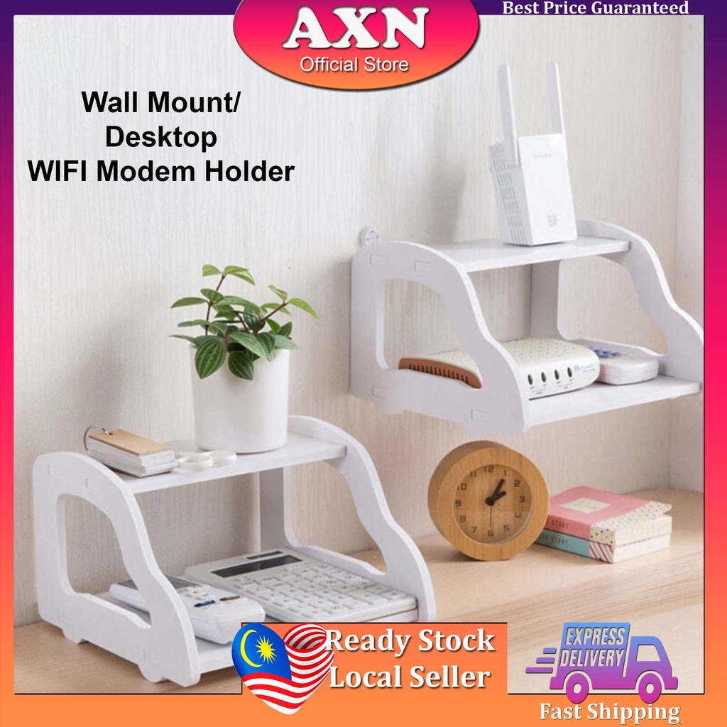 AXN Modem WIFI Holder Rack Wall Mount Organizer Storage Shelves Shelf ...