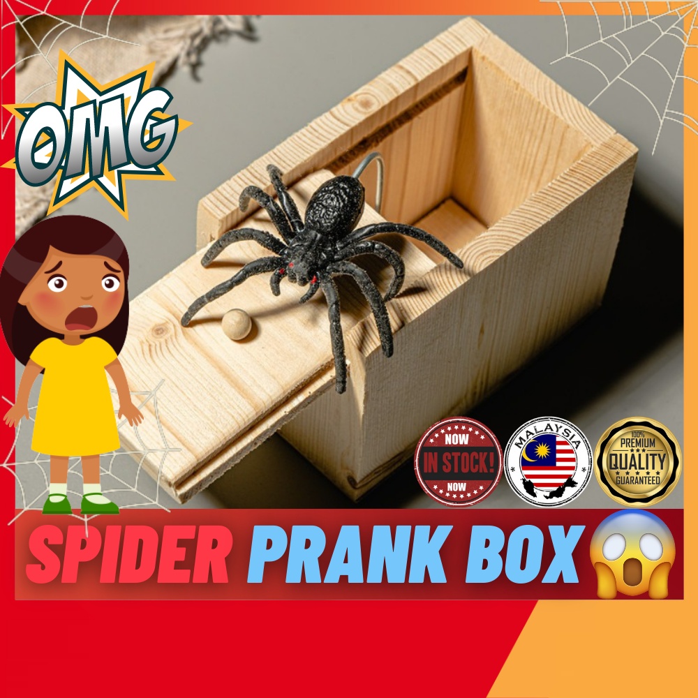 BANANANA Spider Prank Box Wooden Gift Play Hidden in Case Trick Scare ...
