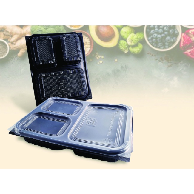 10pcs/set- 3&4 Compartment light weight food container with clear lid ...