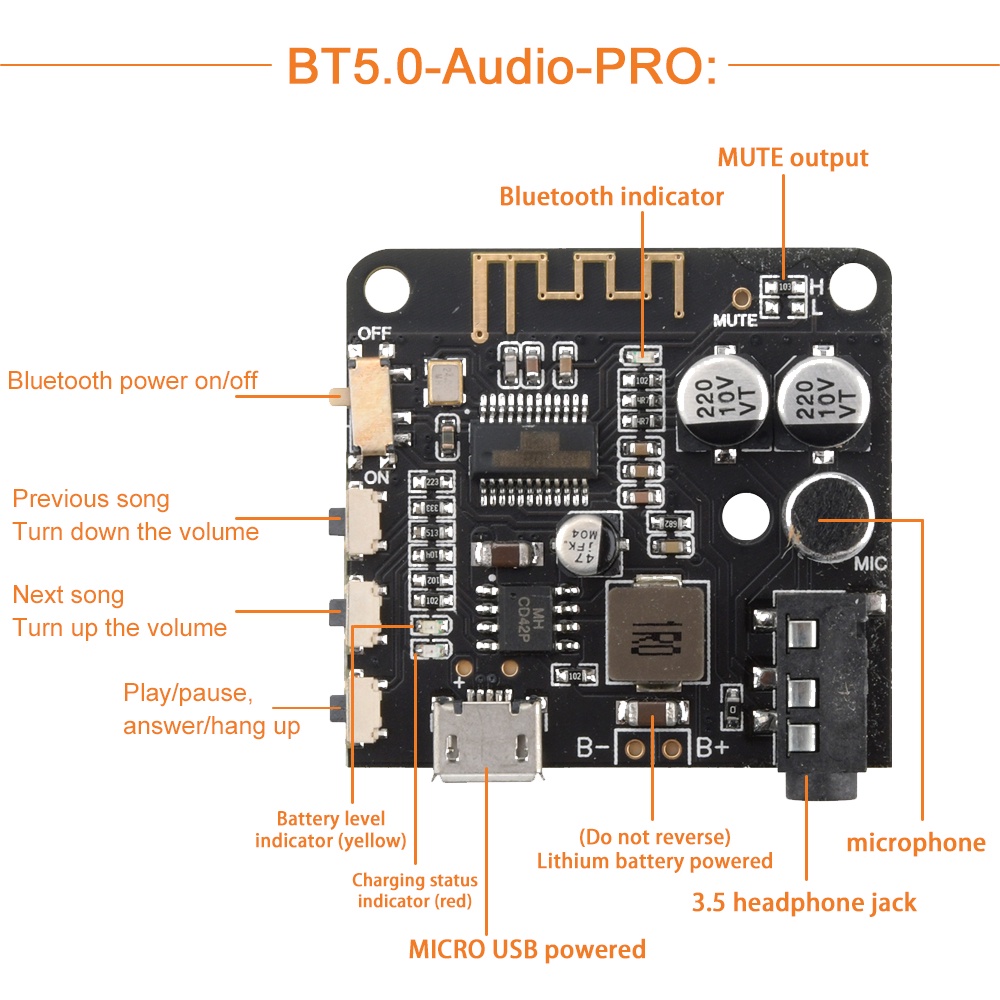 Audio BT5.0-PRO bluetooth 5.0 receiver module MP3 bluetooth decoder ...