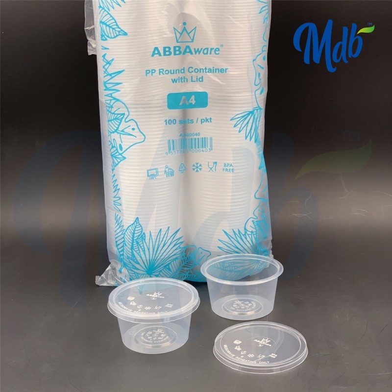 4oz PP Round Container [ 100pcs± ] ABBA A4 - Disposable Plastic PP Food ...