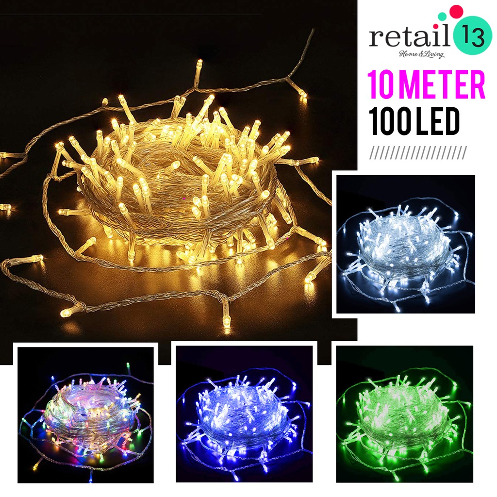 Lampu Hiasan LED 10 Mtrs, 100 Pcs String Light Indoor/Outdoor, Bright ...
