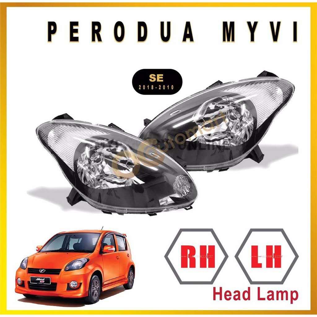 Perodua Myvi 08 SE2 Head Lamp Black *Free H4 Bulb (ready stock ...