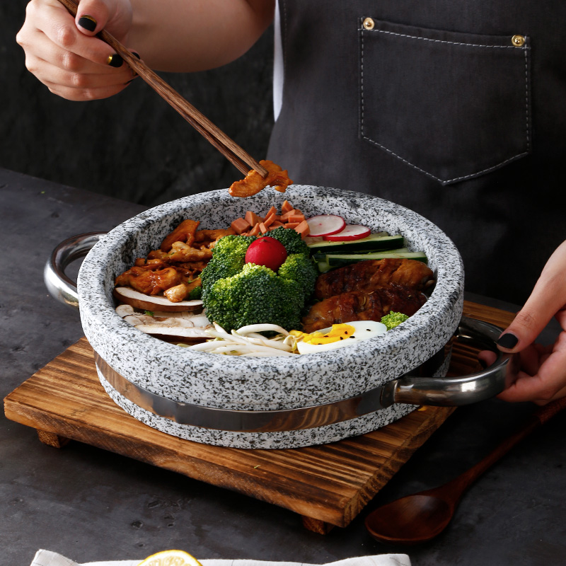 Natural anti-cracking stone roasting pan stone pan tofu special stone ...