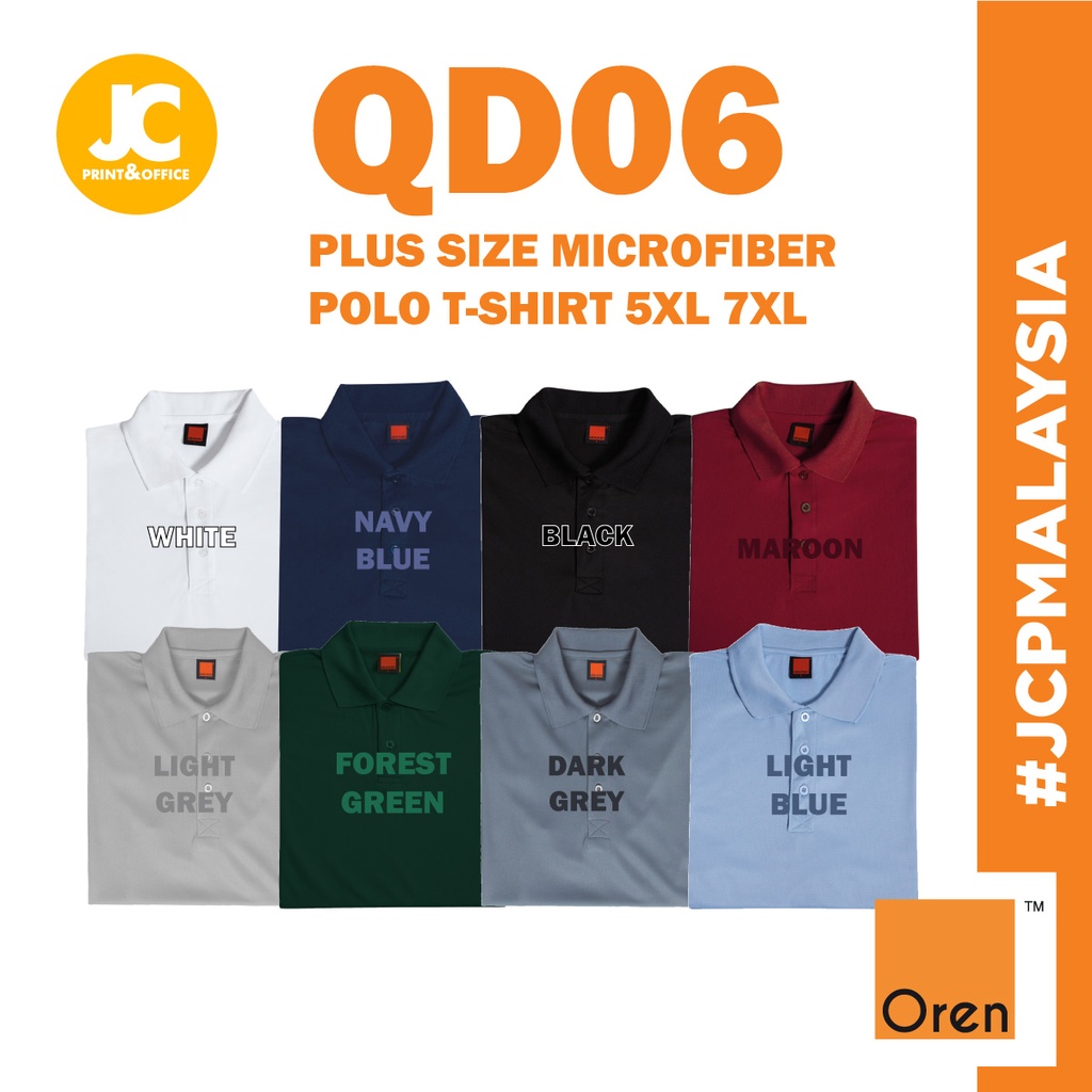 JCP x OREN SPORT Microfiber Plus Size 5XL 7XL Polo QD06 Unisex Adult ...