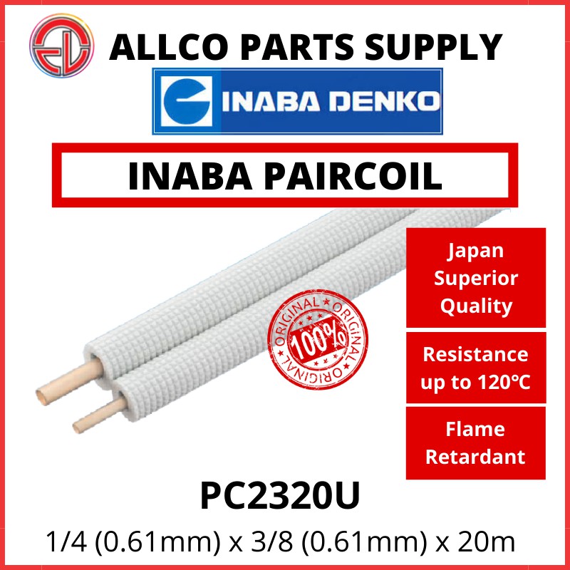 INSULATED COPPER TUBE/PAIRCOIL INABA DENKO PC2320U 1/4 (0.61mm) x 3/8 ...