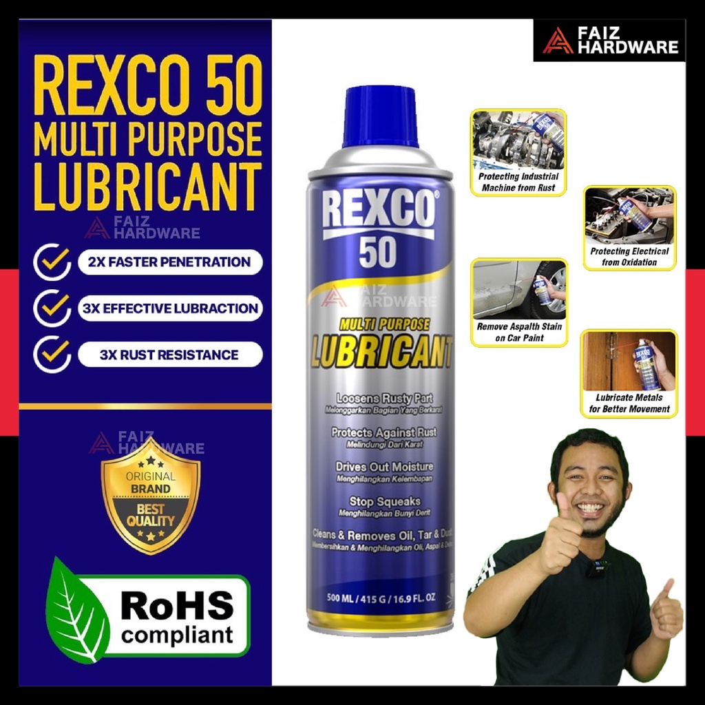 REXCO 50 Multipurpose Lubricant Antirust Anti Karat 350 ML | Shopee ...