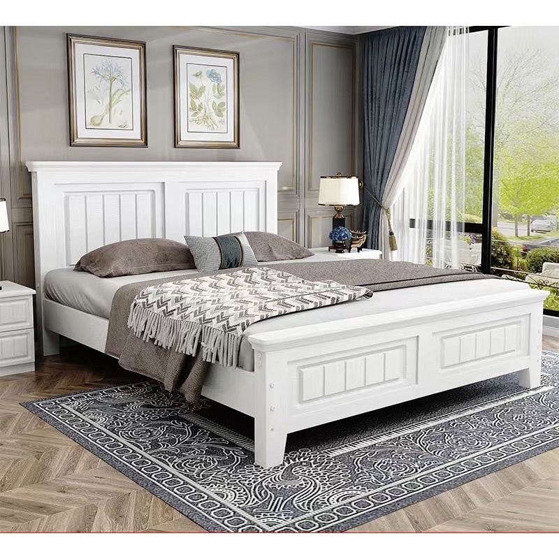 Katil queen atau king solid wood pine ala SSF simple dan elegant ...