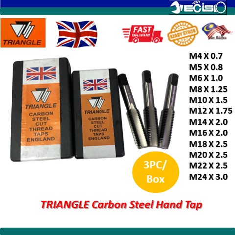 TRIANGLE Carbon Steel Cut Thread Hand Tap 3 Pieces per Box | Shopee ...