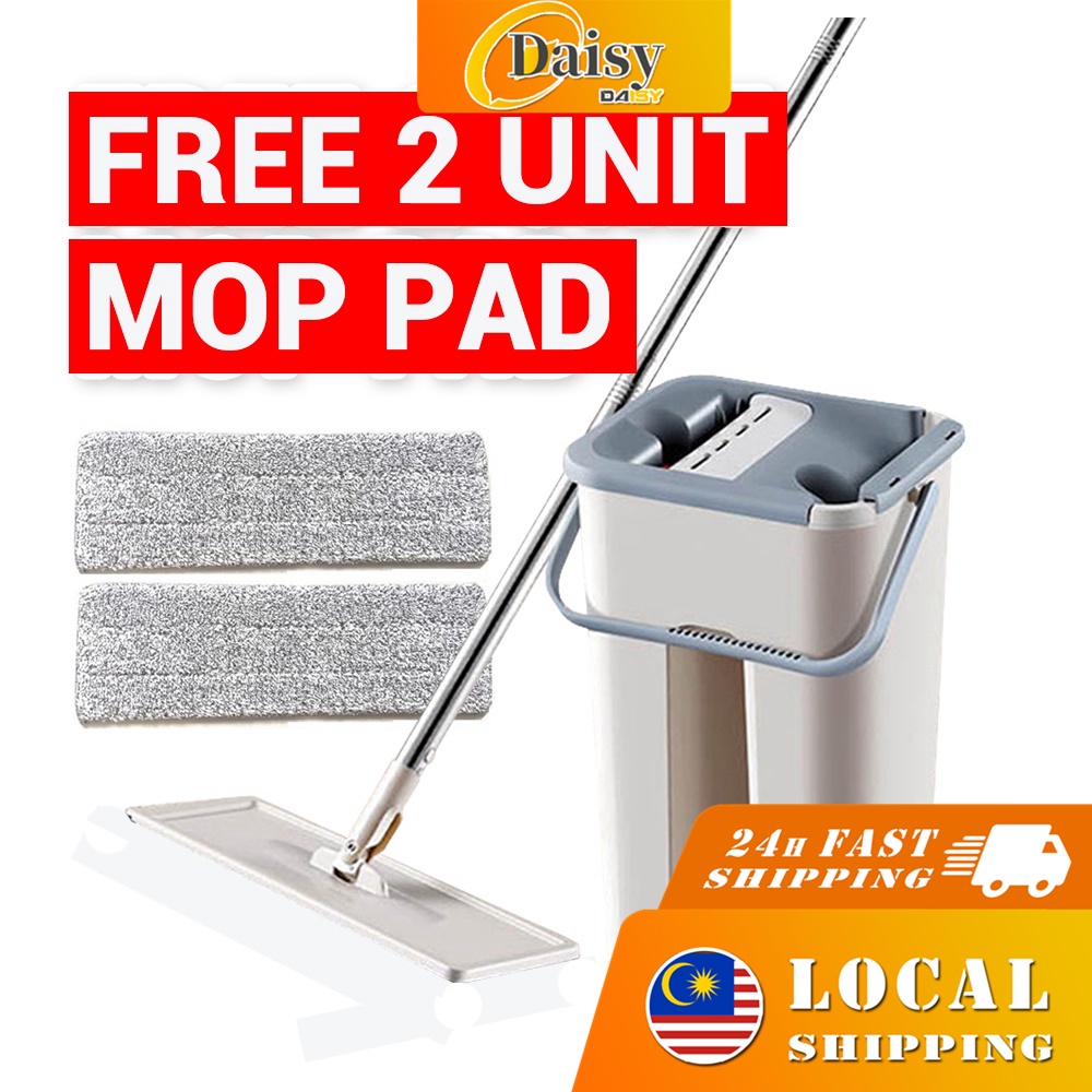 [FREE 2 MOP PAD] Mop Lantai Serbaguna Self-Wash And Squeeze Dry Flat ...
