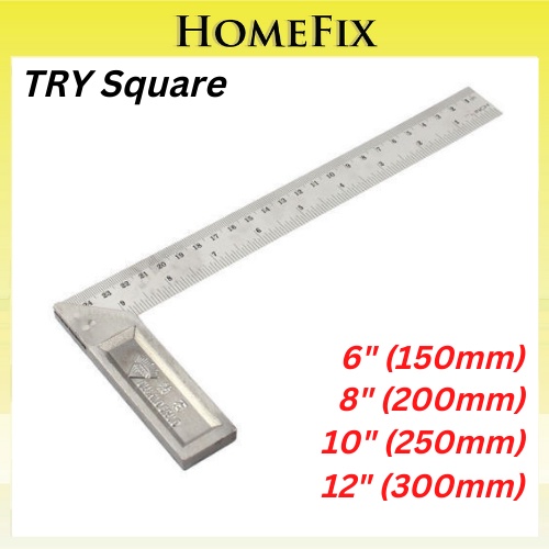 TRY SQUARE / PEMBARIS SESIKU L (6” 8” 10” 12”) / L RULER / ANGLE L ...