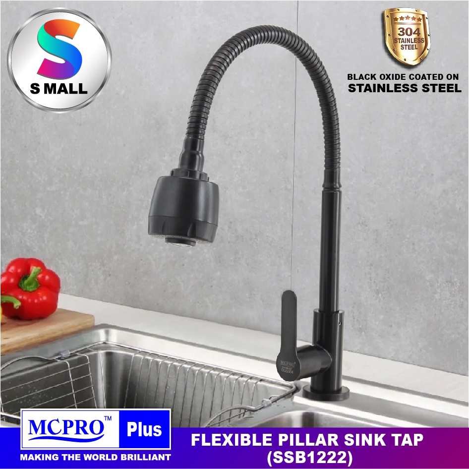 MCPRO Plus SUS304 Black Oxide Coated Kitchen Faucet FLEXIBLE PILLAR ...