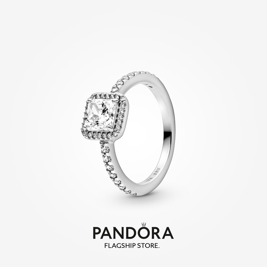 Pandora Square Sparkle Halo Sterling Silver Ring | Shopee Malaysia