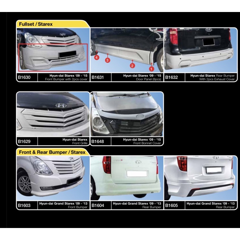 Hyundai Starex Bumper Door panel grill bonnet wing | Shopee Malaysia