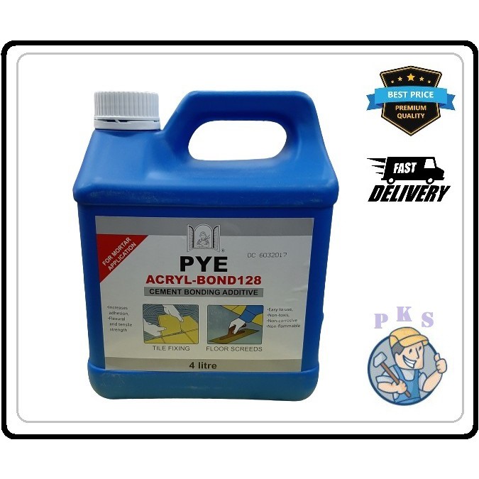 PYE ACRYL-BOND 128 4 LITRE CEMENT BONDING ADDITIVE TILE FIXING FLOOR ...