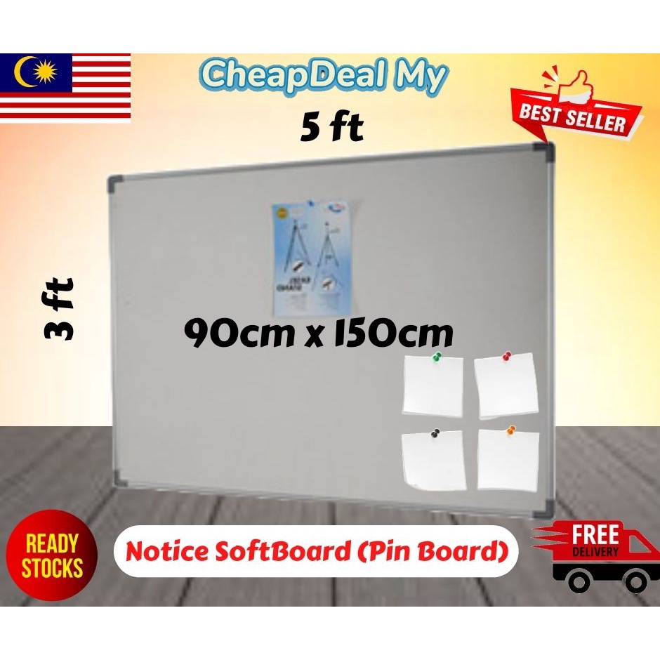 Papan Kenyataan Notis Soft putih/ Notice Softboard/pin board 3x4 3x5 ...