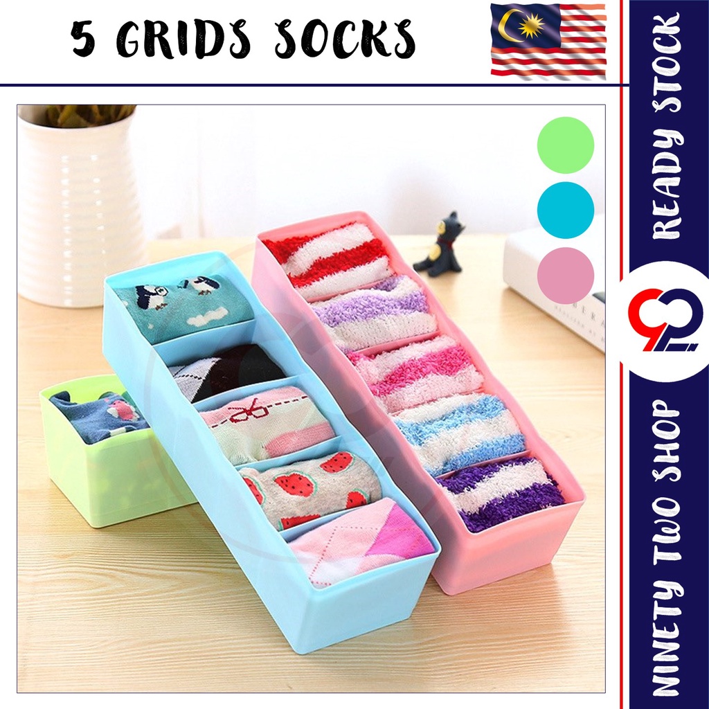 Stackable 5 Grid Storage Box Tie Socks Cosmetic Underwear Panties ...