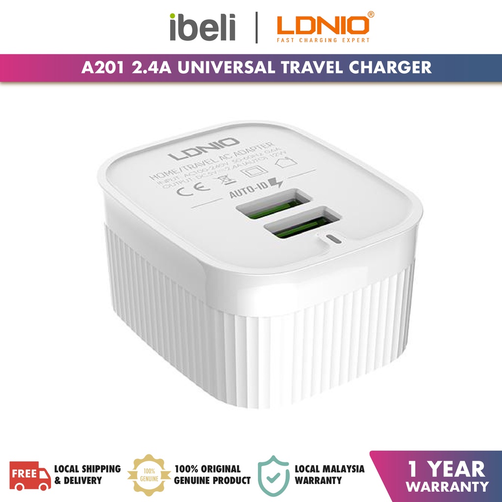 Ldnio A201 5V 2.4A Dual USB Universal Travel Charger | Shopee Malaysia