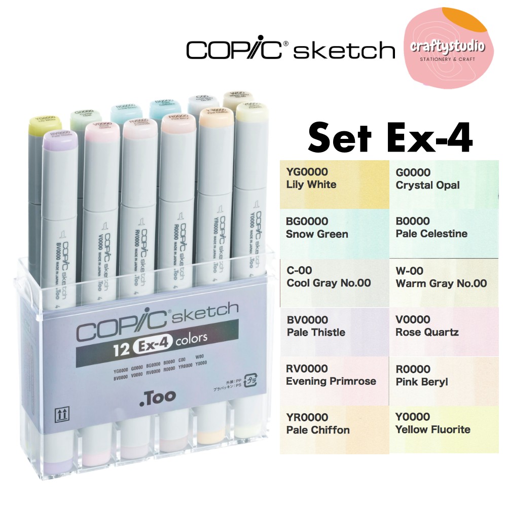 12 pcs Copic Sketch Ex-4 Marker Set, Drawing Marker Set | Shopee Malaysia