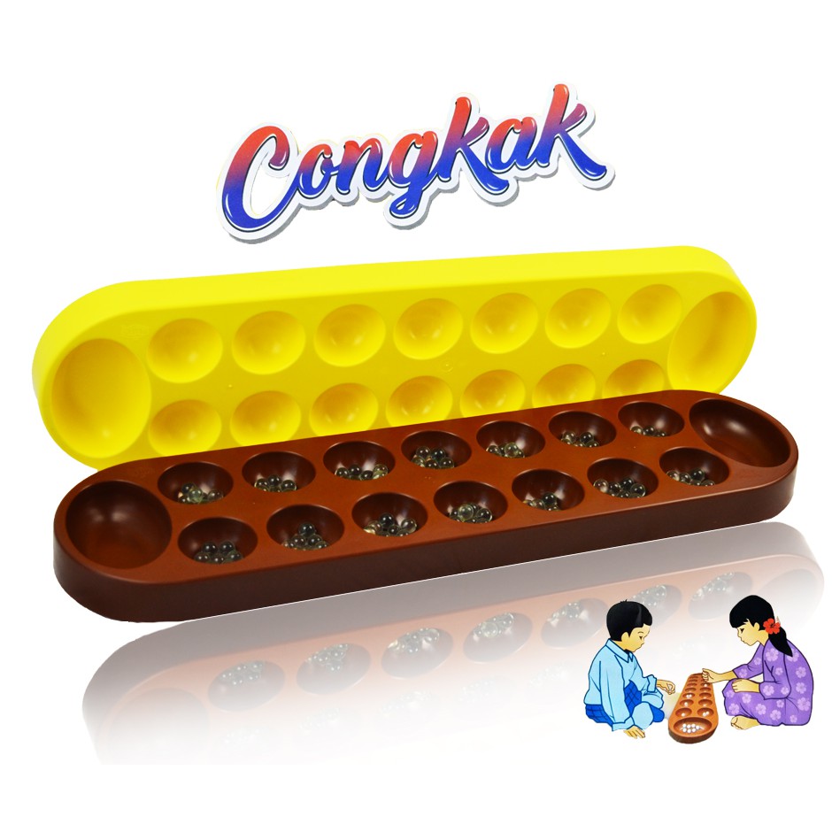 Plastic Traditional 16 Holes Congkak With Marbles / Congkak Plastik ...