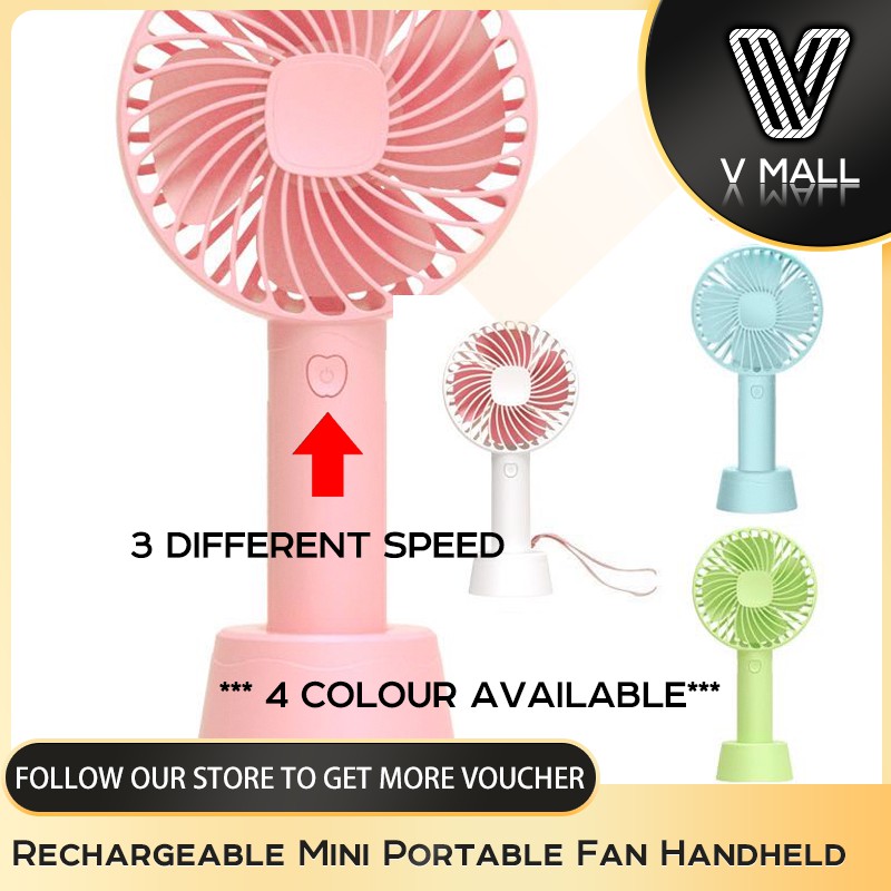 V MART - Rechargeable Mini Portable Fan Handheld With Standable Base ...