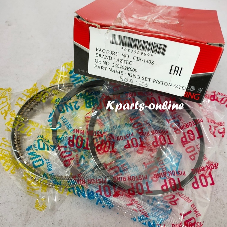 PISTON RING SET - STANDARD SIZE (AZTEC - MADE IN KOREA) OPTIMA K5 NU / CERATO K3 2.0 / SONATA YF ...