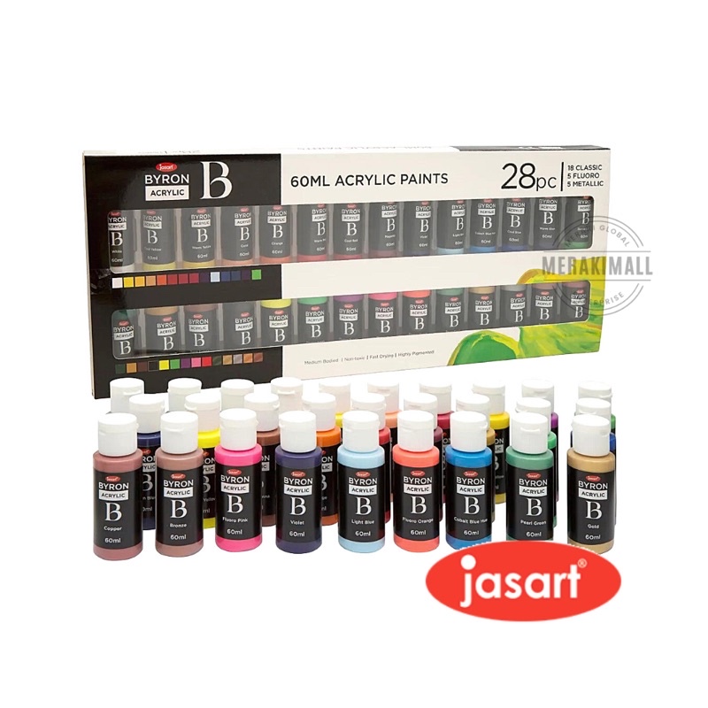 Jasart Byron Acrylic Paint Set Classic Fluorescent Metallics Colour ...