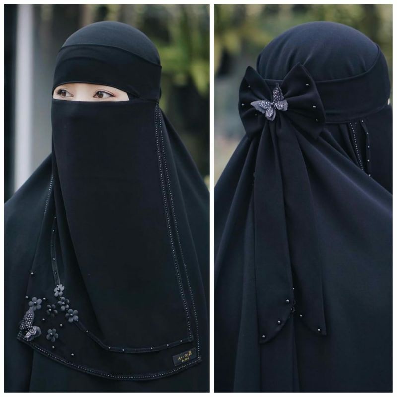 Annieza niqab. niqab bandana tape niqab viral alnoor niqob butterfly ...